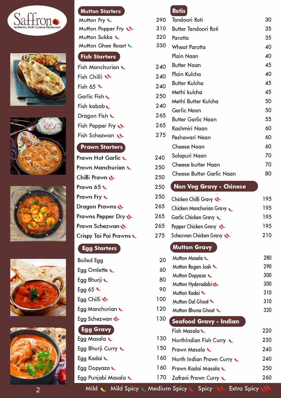 Our Menu | Saffron Restaurant