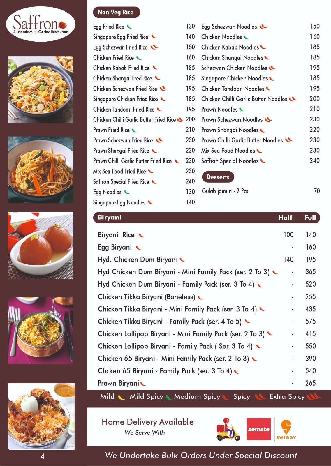 Our Menu | Saffron Restaurant